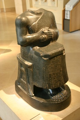 Seated Statue Of Gudea Holding Temple Plan